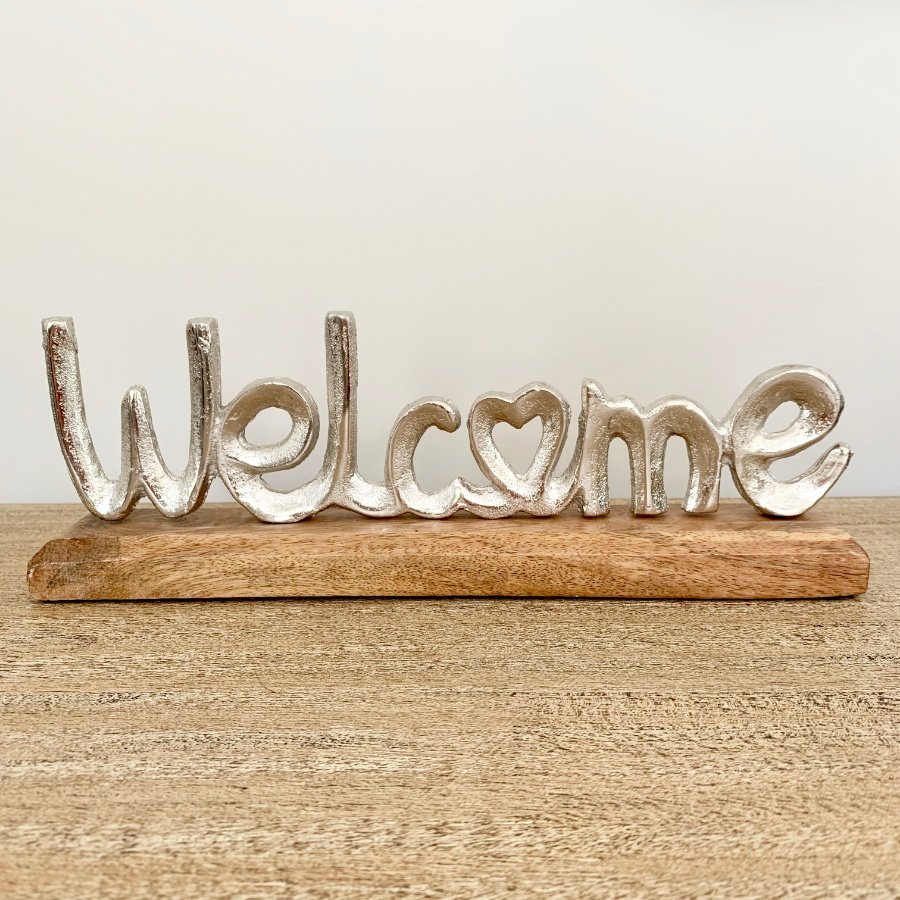 Silver Welcome Sign, 30cm | 46909 | Homeware / Decorative Accessories ...