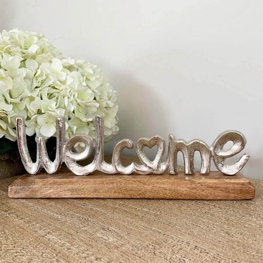 Silver Welcome Sign, 30cm | 46909 | Homeware / Decorative Accessories ...