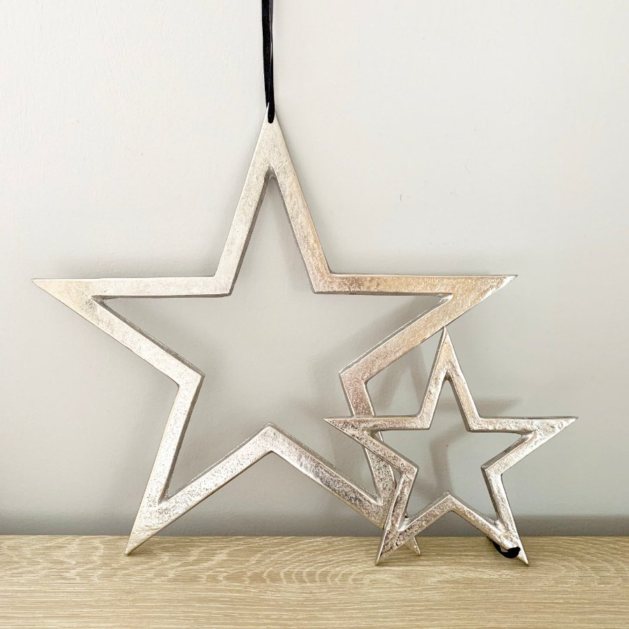 Silver Hanging Star, 20cm | 46910 | Christmas / Wreaths and Garlands ...