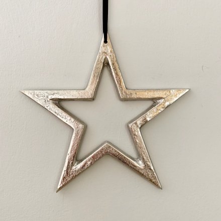 Silver Hanging Star, 20cm | 46910 | Christmas / Wreaths and Garlands ...