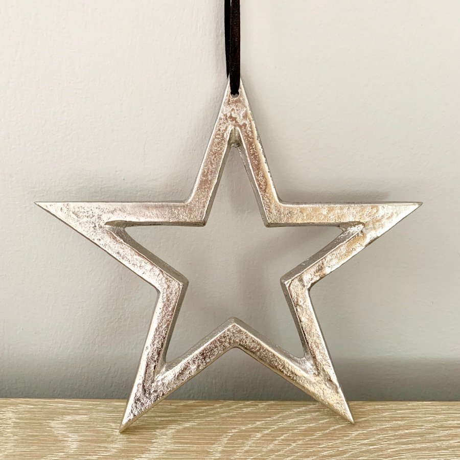 Silver Hanging Star, 20cm | 46910 | Christmas / Wreaths and Garlands ...