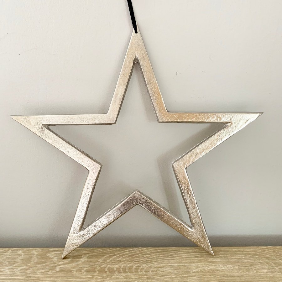 Silver Hanging Star, 30cm | 46911 | Christmas / Wreaths and Garlands ...