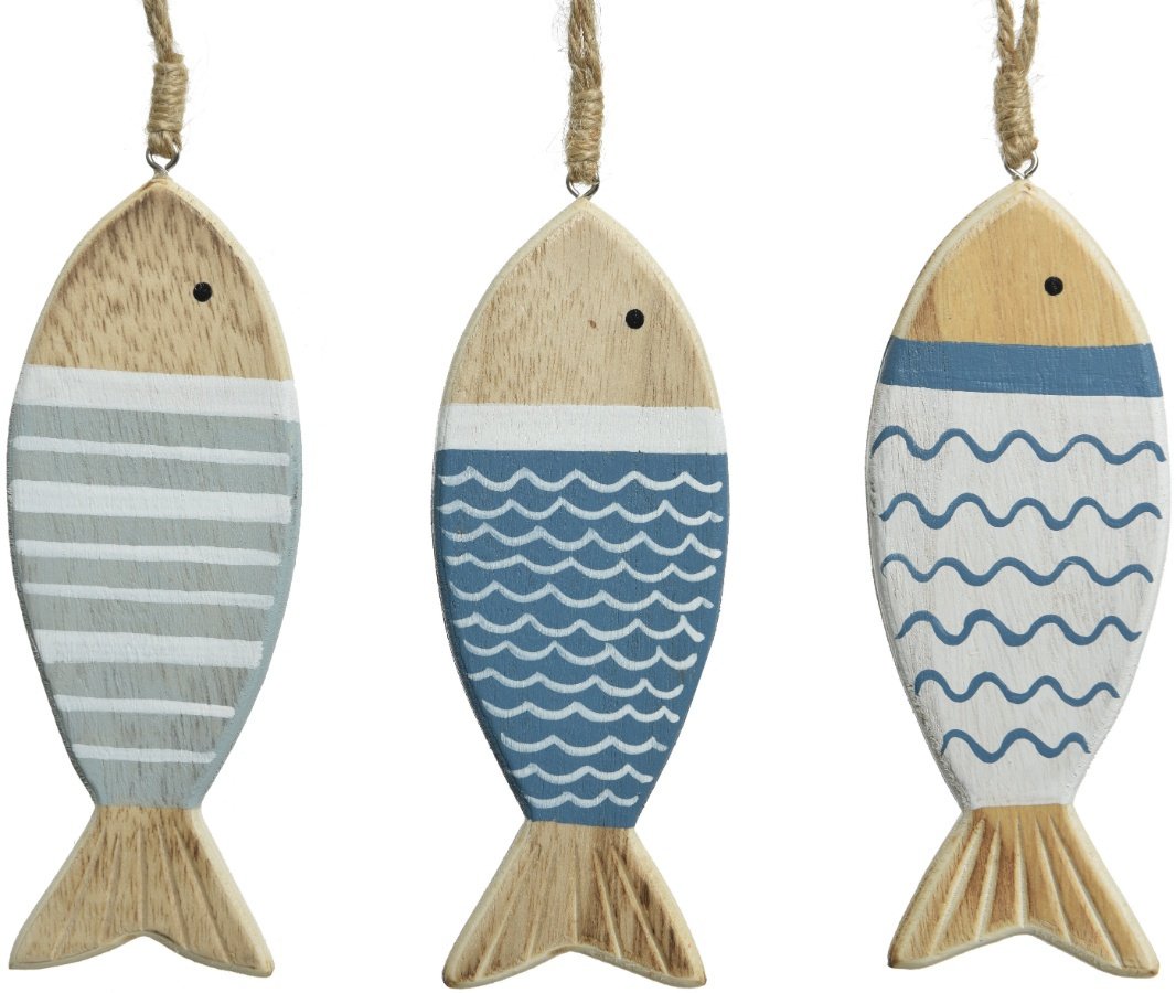 Hanging Nautical Wooden Fish, 3asst | 47201 | Interior Decor / Home ...