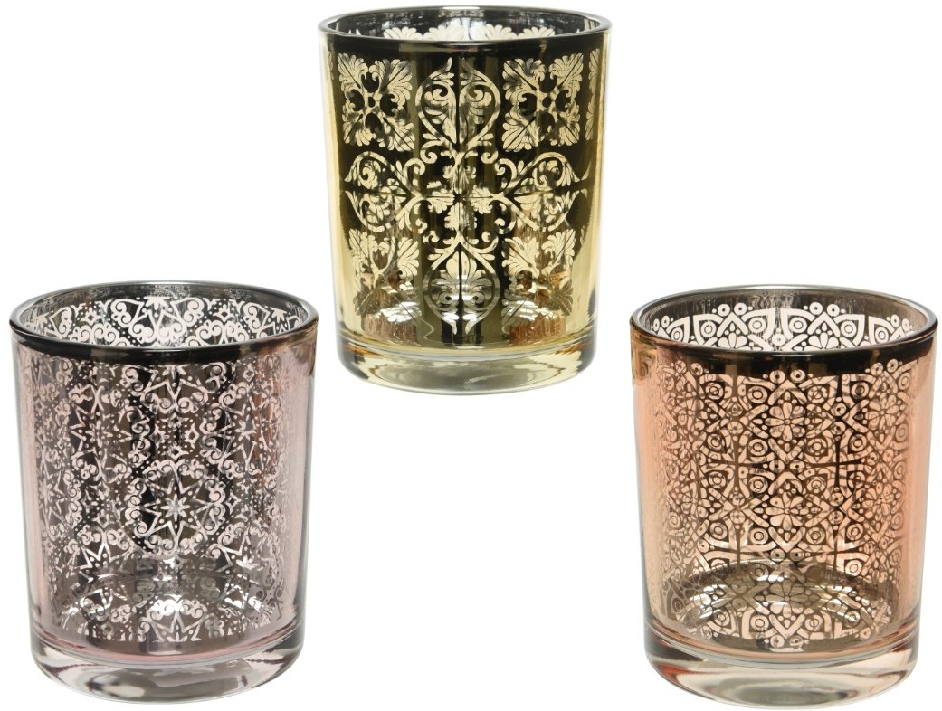Silver Patterned Candle Pots | 47215 | Homeware / Candle Holders ...