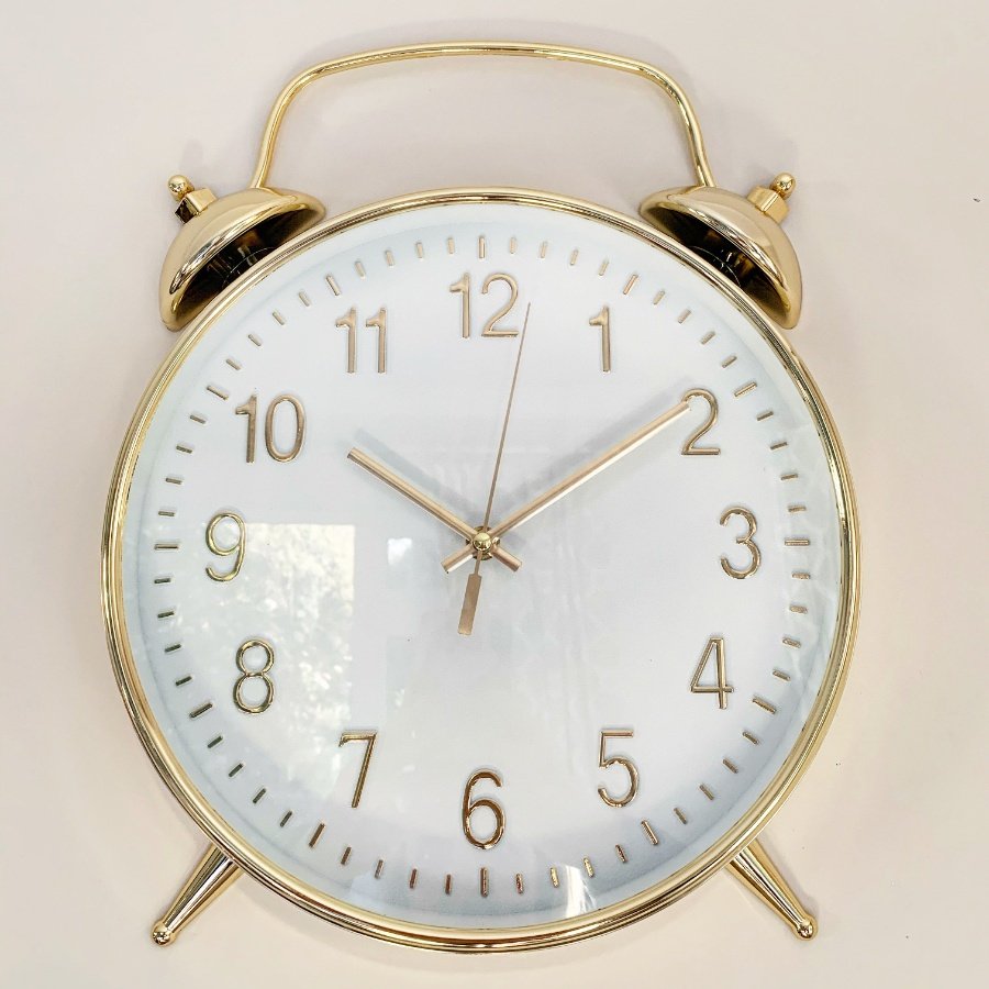 CL2124 / Gold Metal Alarm Clock Style Wall Clock 38 cm | 48112 ...