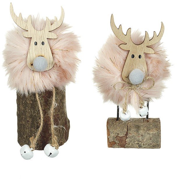 ZFF063D / Fuzzy Pink Sitting Moose, 2asst | 48323 | Christmas ...