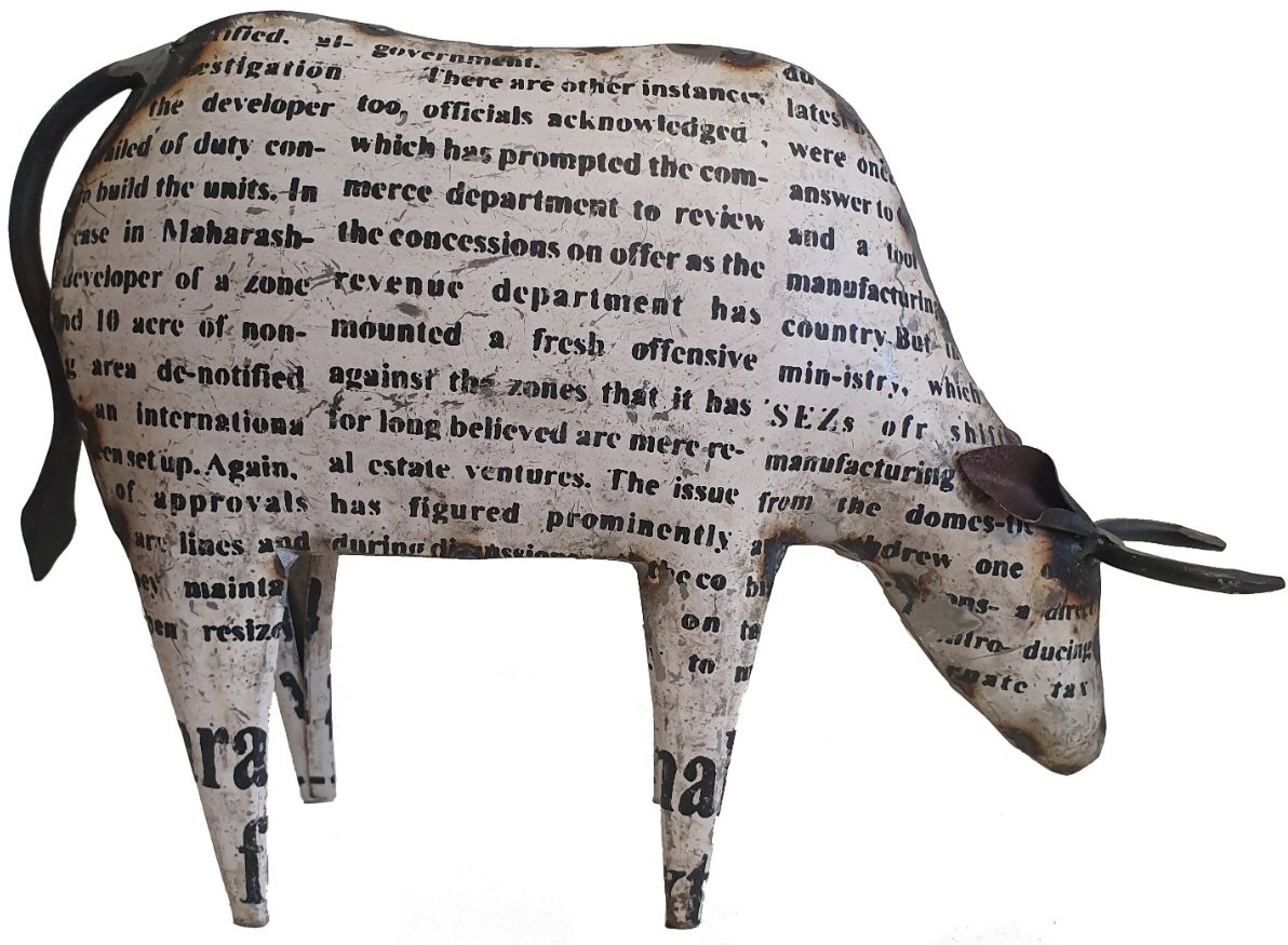 Newsprint Detail Iron Cow | 48344 | Interior Decor / Home Accessories ...