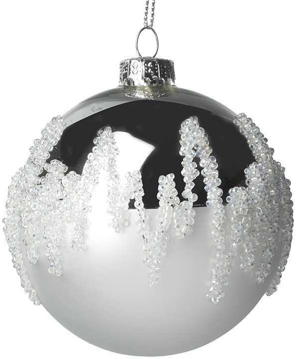 Beaded Silver Bauble | | Christmas Decorations / Baubles | Noël & Co
