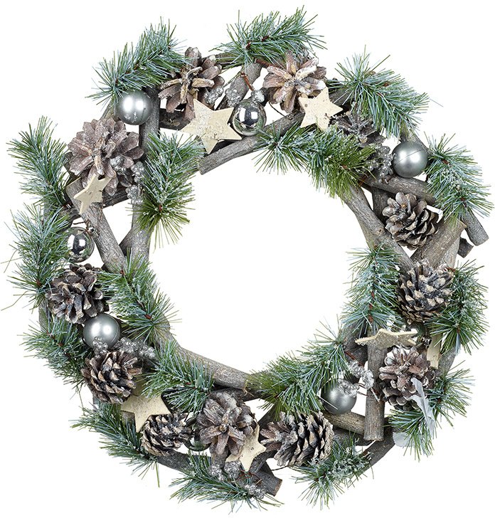 LES086H / Woodland Branch Round Wreath, 30cm | 49563 | Christmas ...