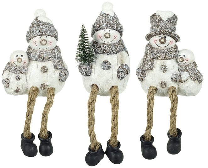 Silver Sitting Snowmen 3 Assorted | | Christmas Decorations / Character ...
