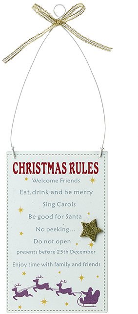 Christmas Rules Hanging Sign | | Christmas Decorations / Hanging ...
