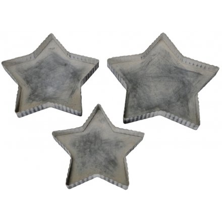 Set of 3 Rustic Metal Star Trays | | Christmas Decorations / Decorative ...