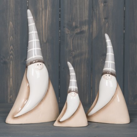 Grey & Beige Ceramic Gonk, 22cm | | Christmas Decorations / Decorative ...