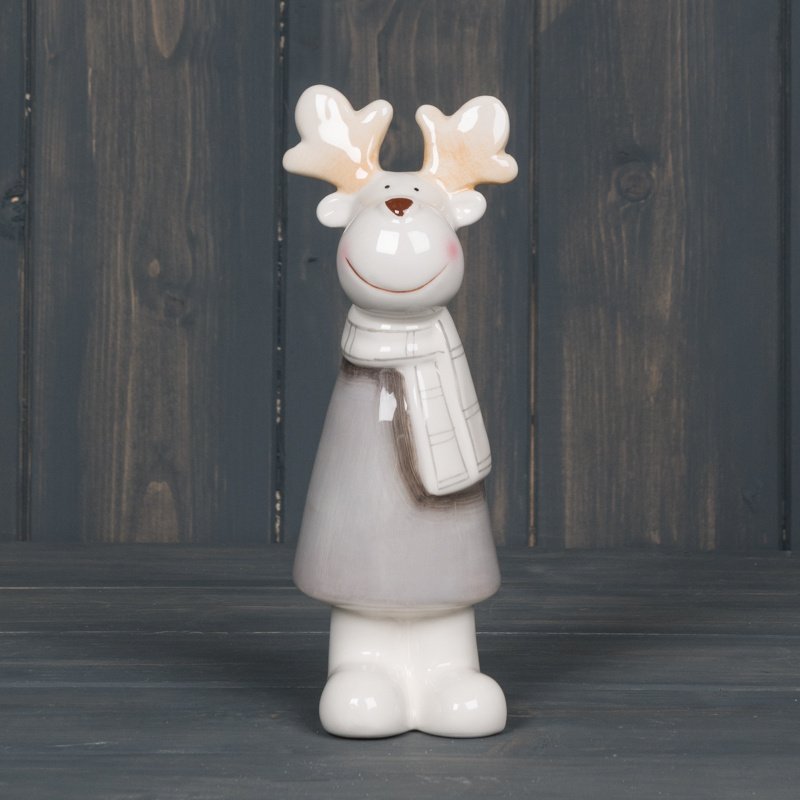 Grey Ceramic Reindeer, 17cm | 50287 | Christmas / Ornaments | Rosefields