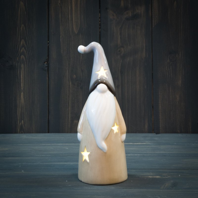 Neutral Ceramic Gonk With LED, 17cm | | Christmas Decorations ...