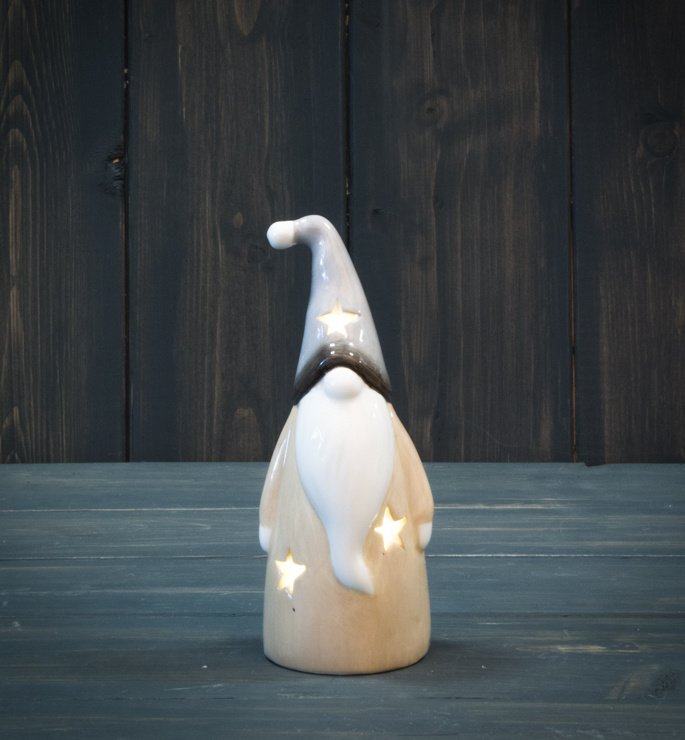 Neutral Ceramic Gonk With LED, 12.5cm | | Christmas Decorations ...