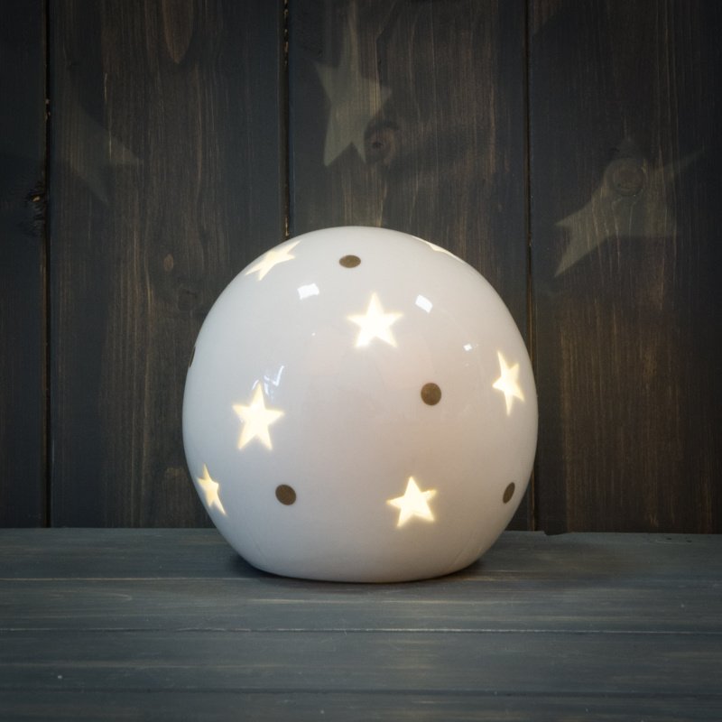 Star Cut Ceramic Ball With LED, 10cm | | Christmas Decorations ...