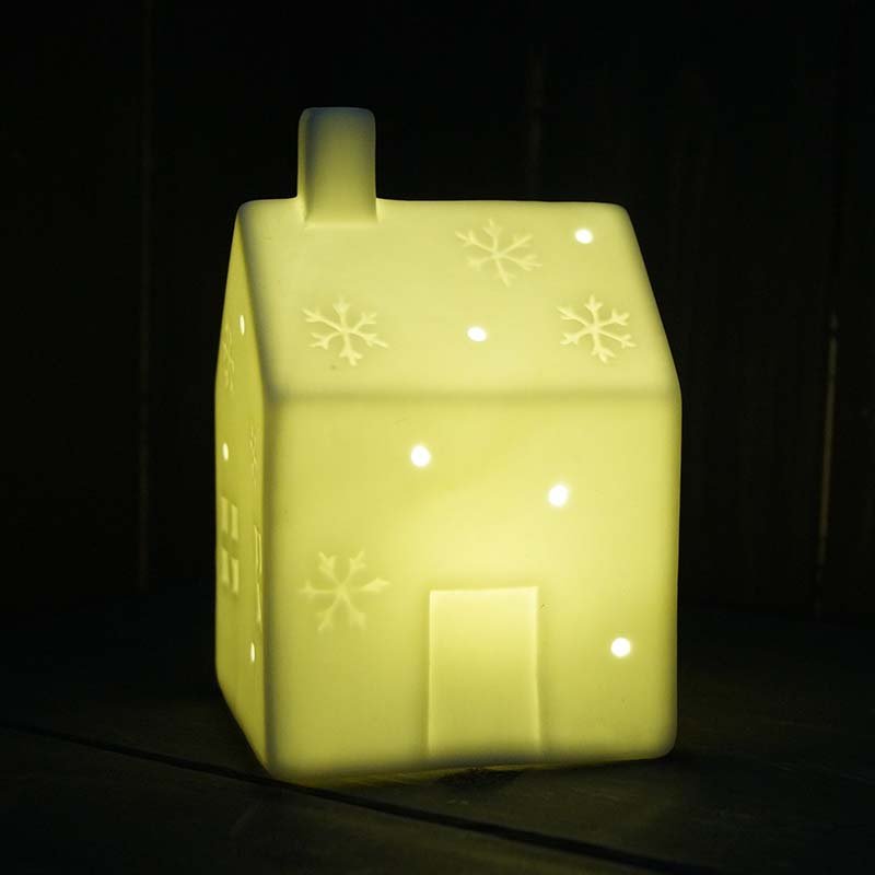 White Ceramic LED House, 12cm | 50300 | Christmas / Display and Light ...