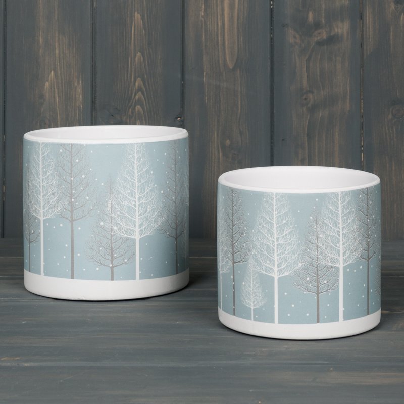 Winter Tree Ceramic Pot, 13cm | | Christmas Decorations / Candle ...