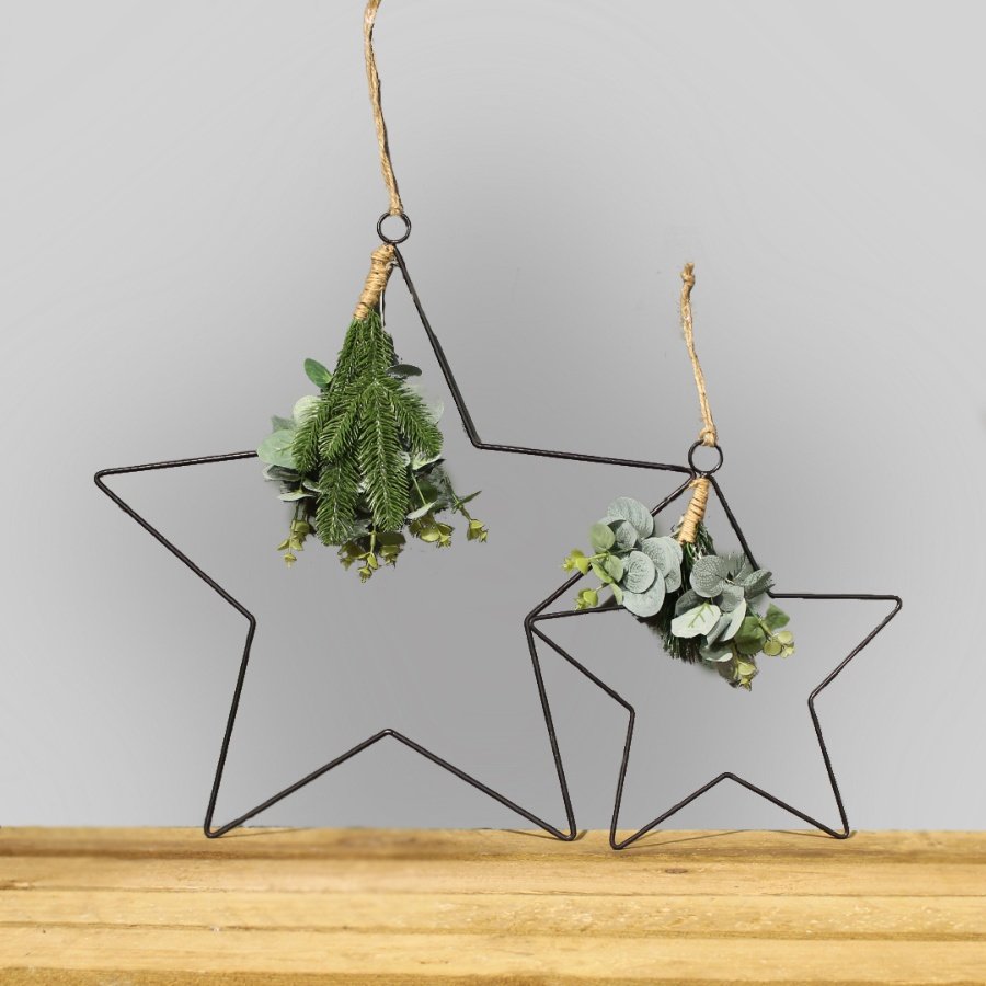 Metal Wire Star With LED & Foliage, 50cm | | Christmas Decorations ...