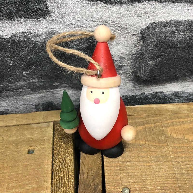 Wooden Hanging Santa, 9cm | 50352 | Christmas / Hanging Decorations ...