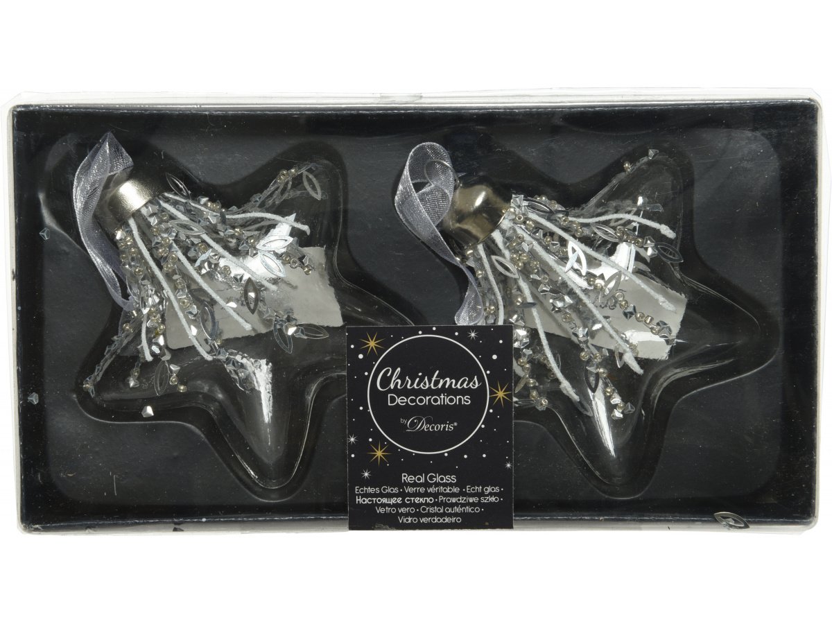 Sequin Filled Glass Star Hanger, 9cm | 50392 | Christmas / Hanging ...