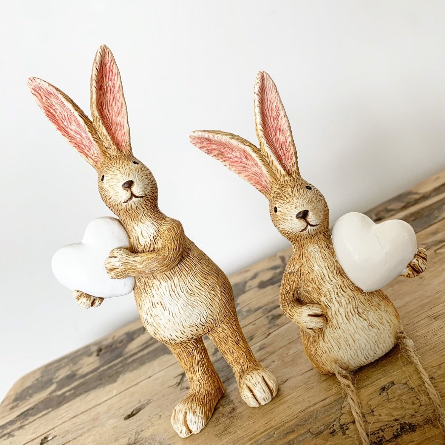 Shelf Sitting Rabbit White Heart, 18cm | 51082 | Homeware / Decorative ...