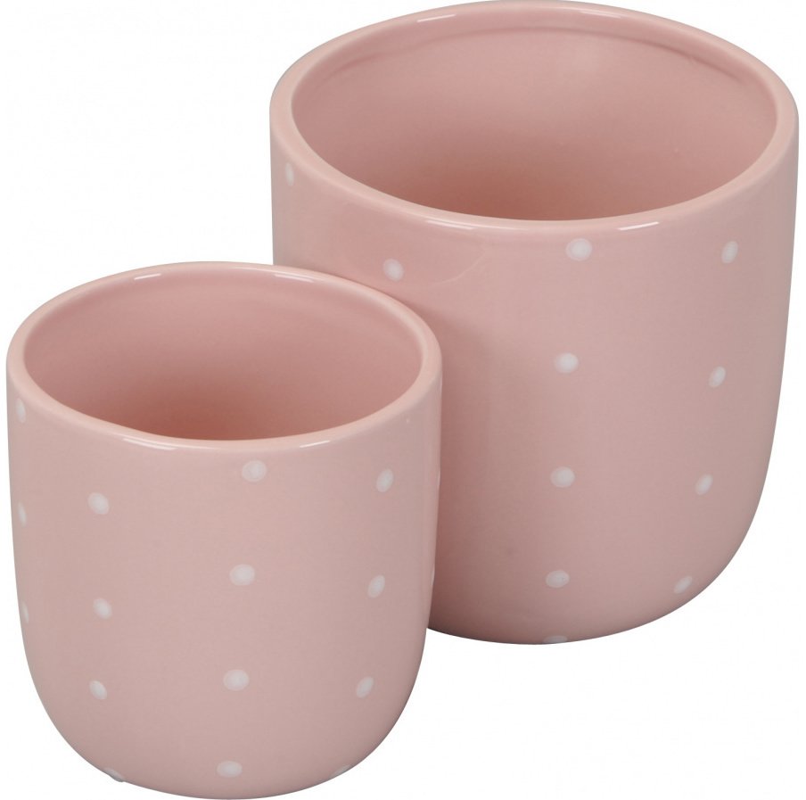 Set of 2 Pastel Pink Polka Dot Pots | 51344 | Outdoor Living / Planters ...
