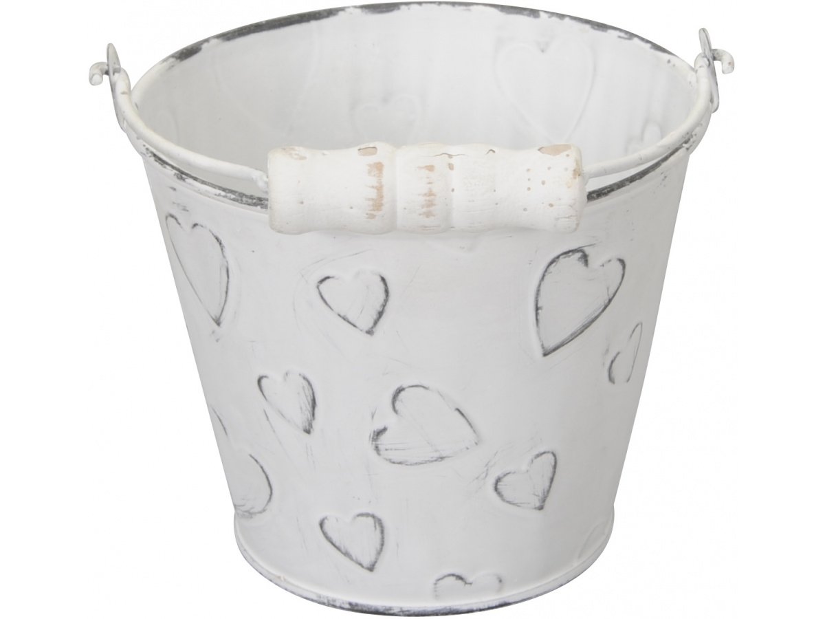 Rustic White Heart Bucket, 12cm | 51375 | Ranges / Hearts | Rosefields