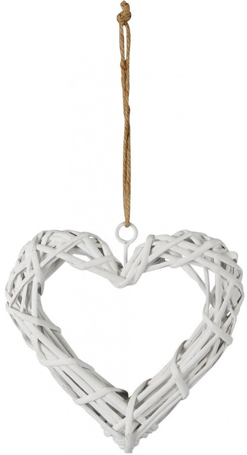 White Wicker Heart, 21cm | 51440 | Interior Decor / Hearts | Rosefields