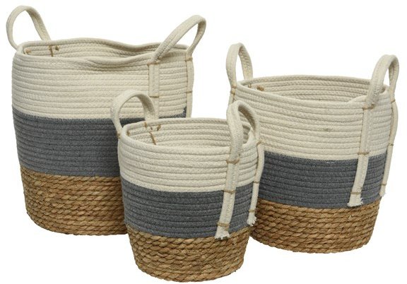 Natural Baskets W/Handles, Set 3 | 51615 | Interior Decor / Shelves ...