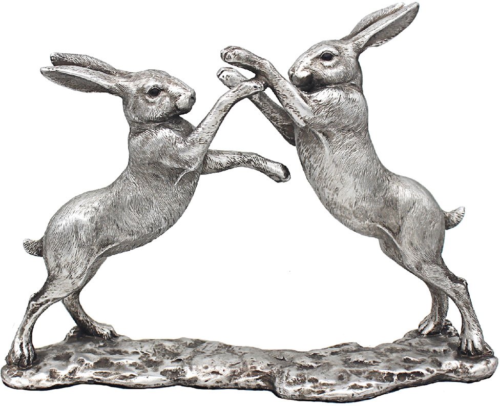 LP46599 / Silvered Boxing Hares, 21cm | 52089 | Homeware / Decorative Accessories | Gainsborough ...