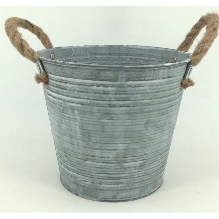Zinc Ribbed Planter With Handles, 18cm | 52139 | Outdoor Living ...
