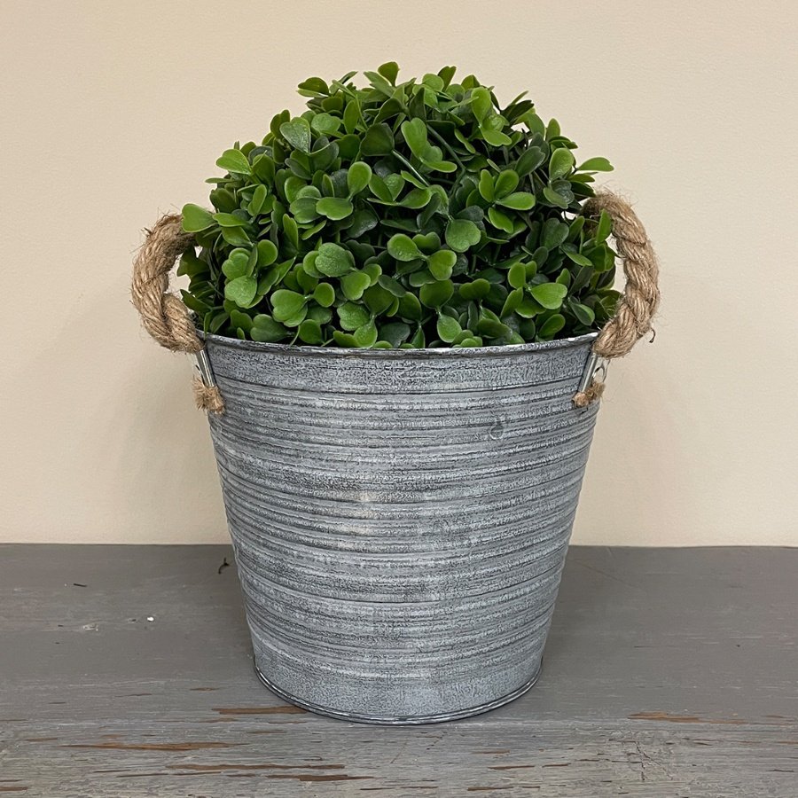 Zinc Ribbed Planter With Handles, 18cm | 52139 | Outdoor Living ...