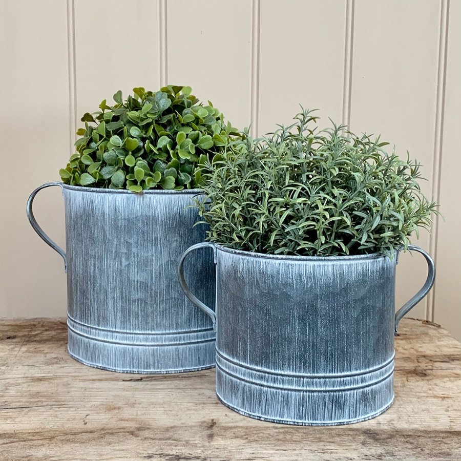 Distressed Metal Pot With Ears, 18cm | 52233 | Homeware / Jugs & Vases ...