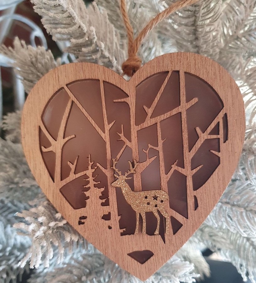 LED Hanging Heart With Woodland Scene, 24cm | 52333 | Christmas ...