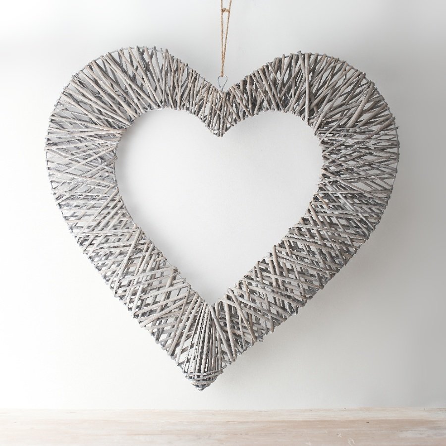Grey Woven Wicker Heart, 75cm XL | 52762 | Christmas / Wreaths and ...