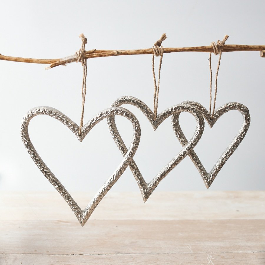 Silver Metal Heart Hanger, 10cm | 53198 | Christmas / Hanging ...