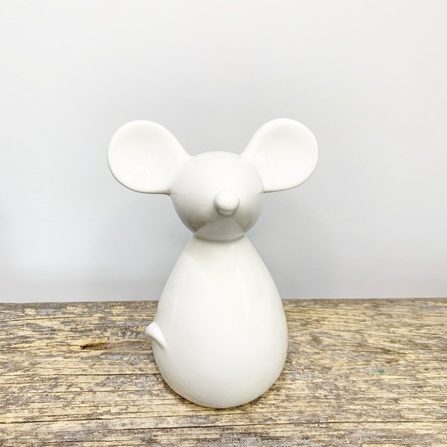 White Ceramic Mouse, 14.5cm | 53387 | Christmas / Standing Decorations ...