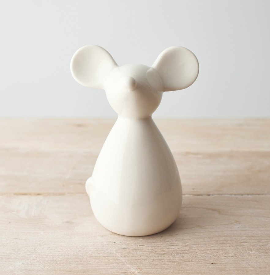 White Ceramic Mouse, 14.5cm | 53387 | Christmas / Standing Decorations ...