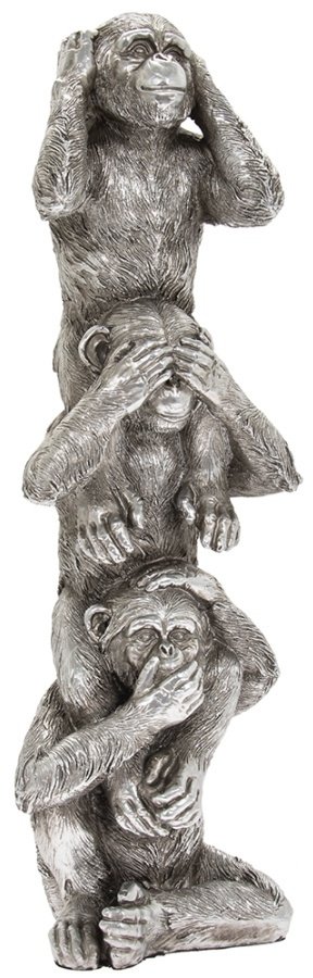 LP47516 / Silver Art Stacked Monkeys Ornament, 29cm | 53627 | Ornaments ...