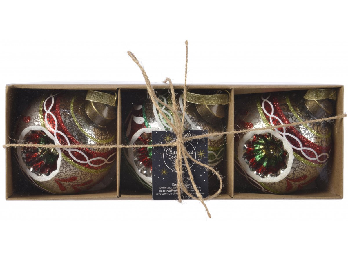 Traditional Christmas Glass Baubles, 8cm | 53855 | Christmas / Baubles ...