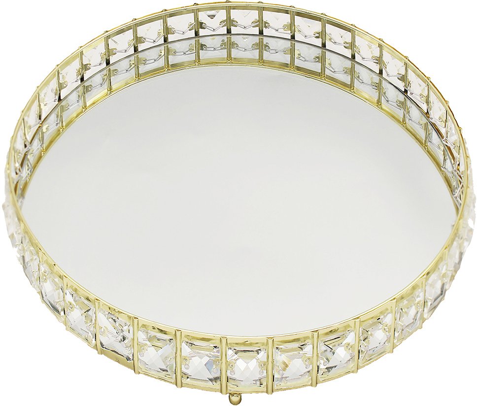 Gold Round Crystal Tray Large | | Christmas Decorations / Decorative ...