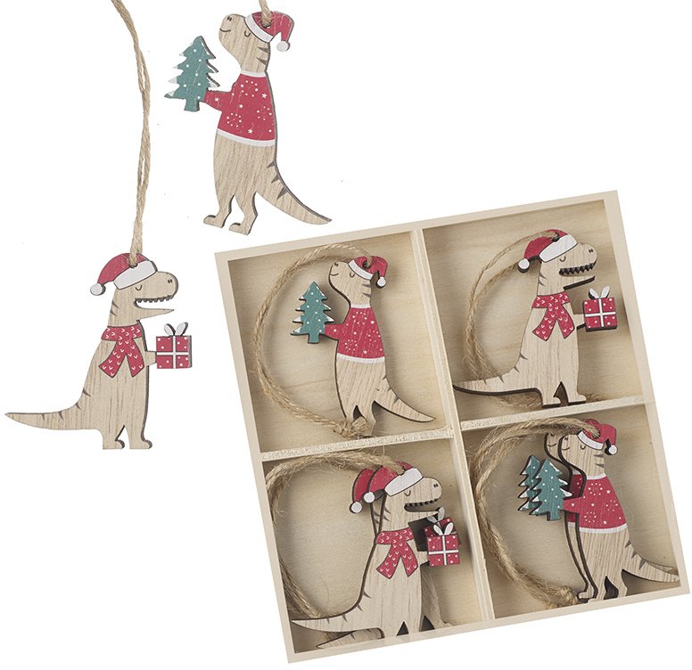 TLA629 / Hanging Wood Dinosaur Set | 54555 | Christmas / Kids and ...