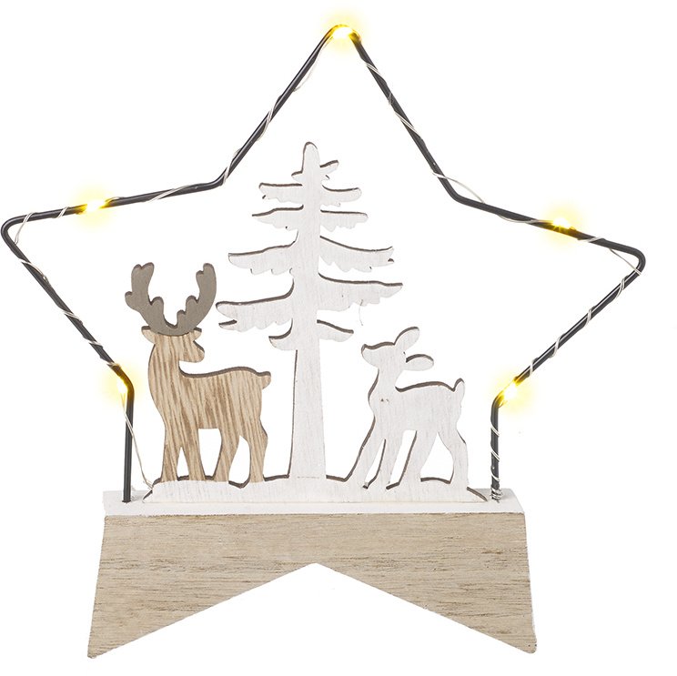 HO734A / Half Wood and Wire LED Star Scene, 20cm | 54604 | Christmas ...
