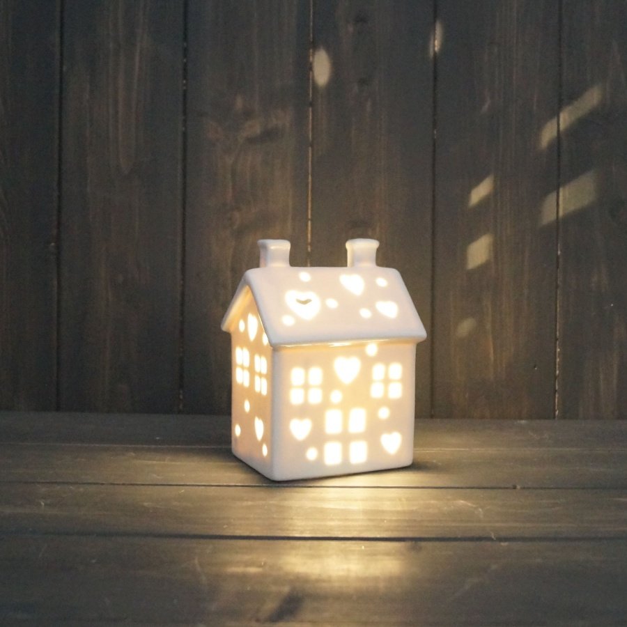 Light Up White Ceramic House, Small | | Christmas Decorations / Light ...