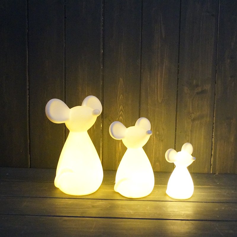 White Ceramic Mouse With LED , Medium | | Christmas Decorations / Light ...