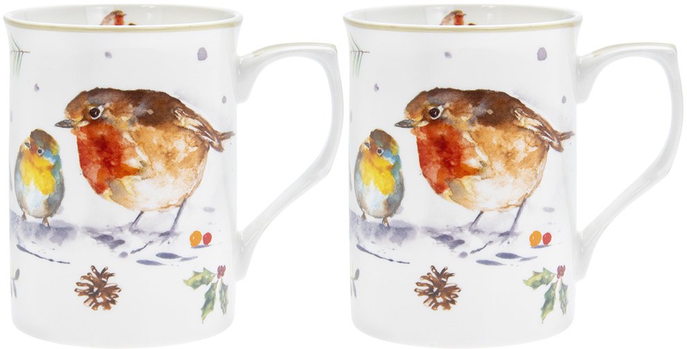 LP52105 / Illustrated Robin China Mug Set | 54777 | Christmas / Mugs ...