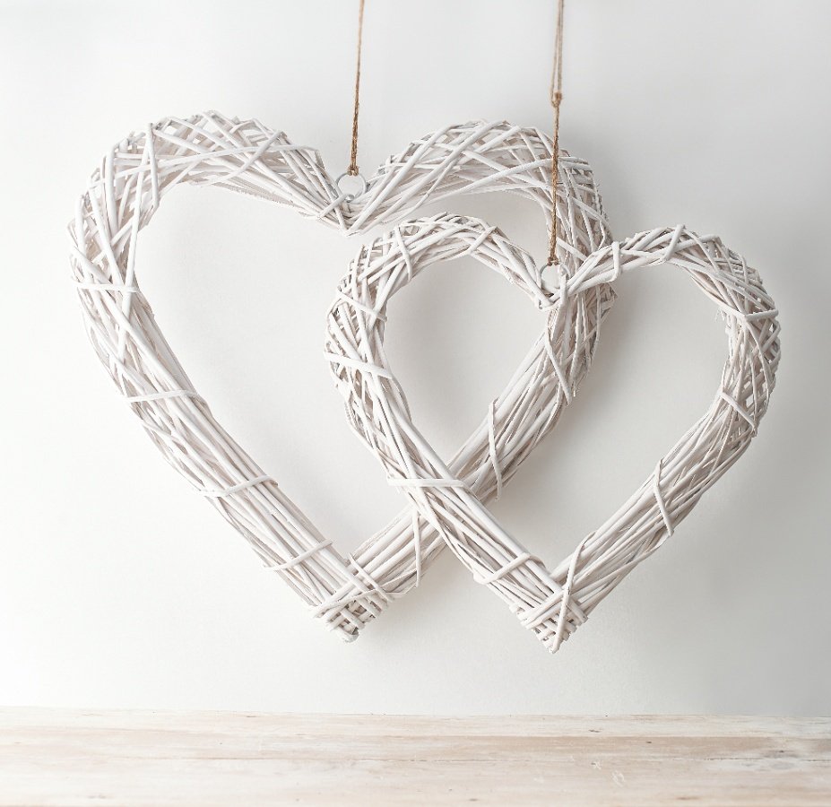 PL041064 - Rustic White Wicker Heart, 30cm | | Spring & Easter ...