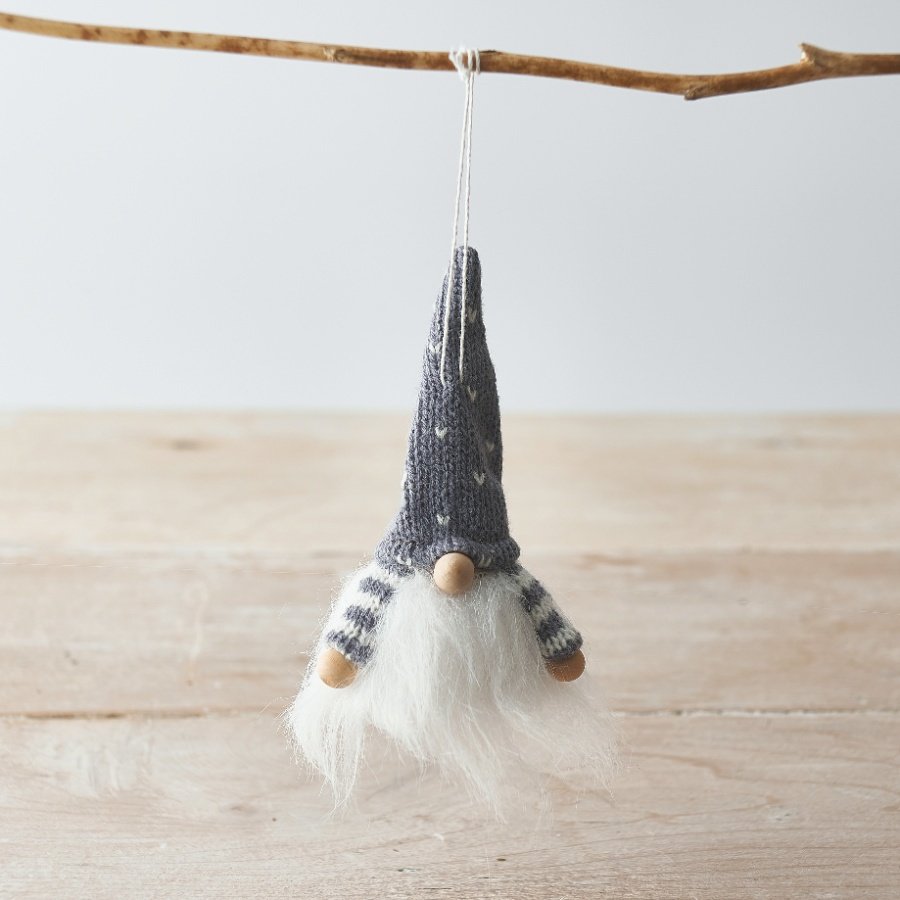 11cm Grey Fabric Knitted Gonk Hanger | 55178 | Christmas / Hanging ...